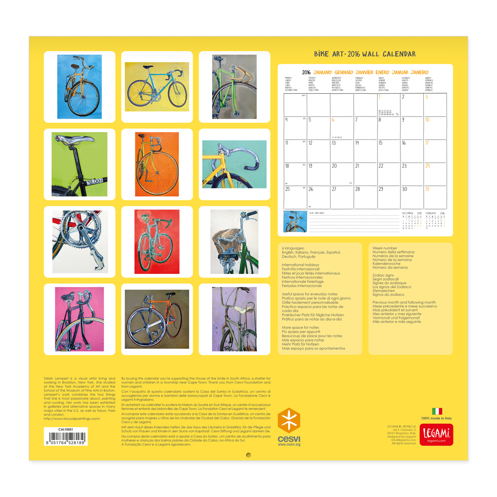 2016 Calendar | Bicycle Paintings, Prints and Custom Bike Art Portraits
